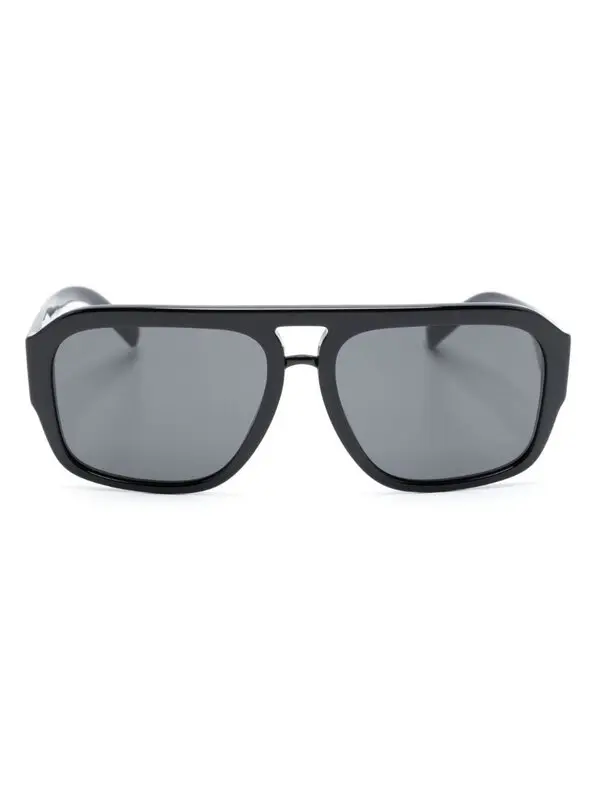 Dolce & Gabbana Logo Plaque Pilot Sunglasses - Black