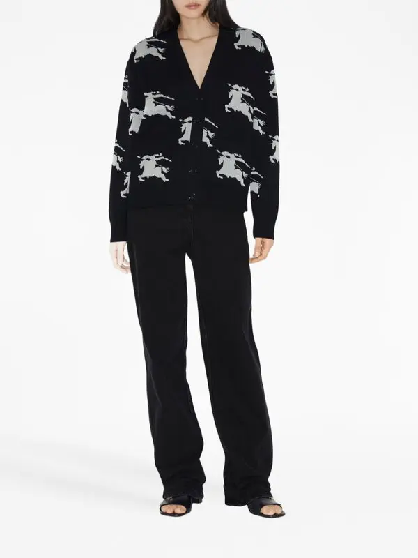 Burberry Ekd Intarsia-knit Cardigan - Black