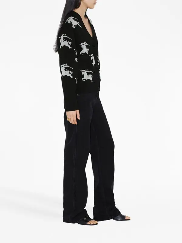 Burberry Ekd Intarsia-knit Cardigan - Black