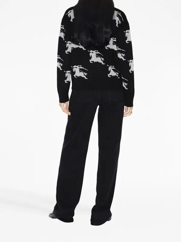 Burberry Ekd Intarsia-knit Cardigan - Black