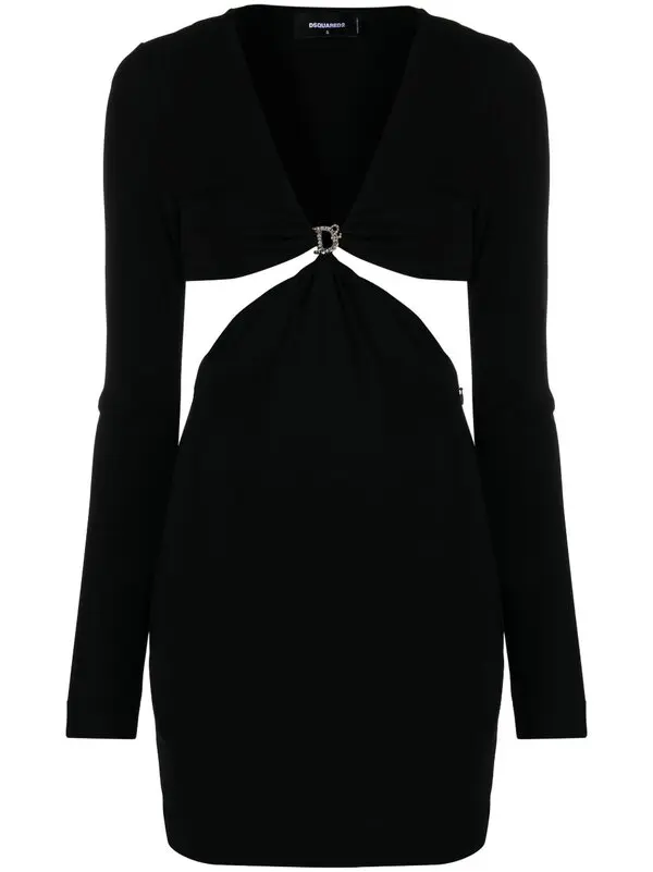 Dsquared2 Logo-embellished Cut-out Mini Dress - Black