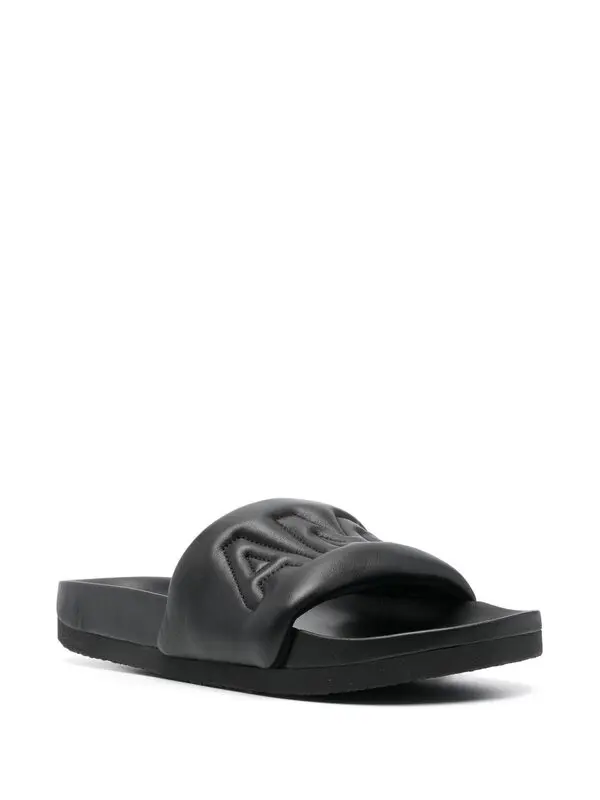 AMBUSH Logo Quilted Slides - Black