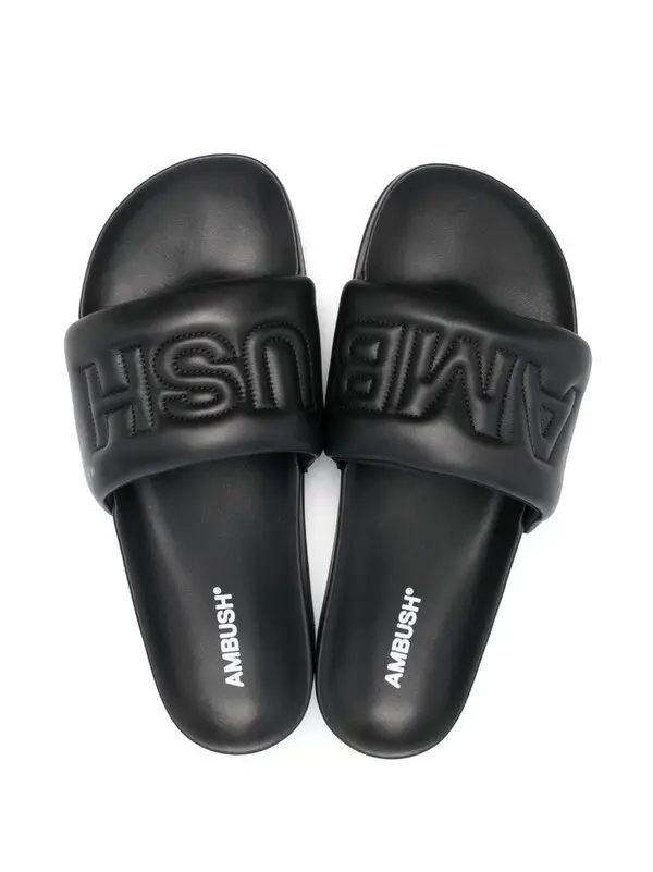AMBUSH Logo Quilted Slides - Black