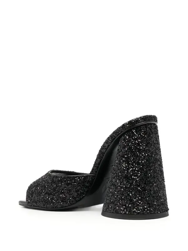 Attico Luz Glitter-embellished Sandals - Black