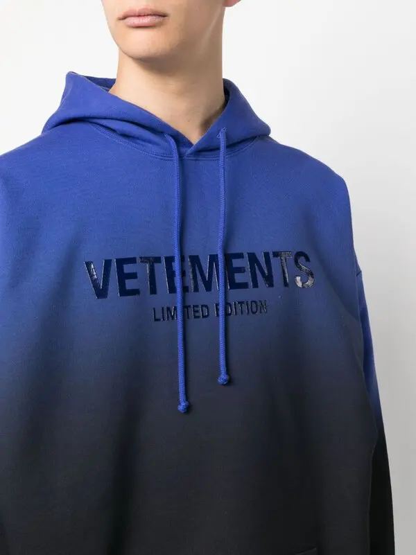 Vetements Logo Print Distressed Hoodie