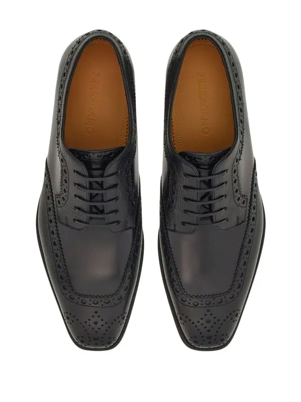 FERRAGAMO Tonal-stitching Leather Derby Shoes