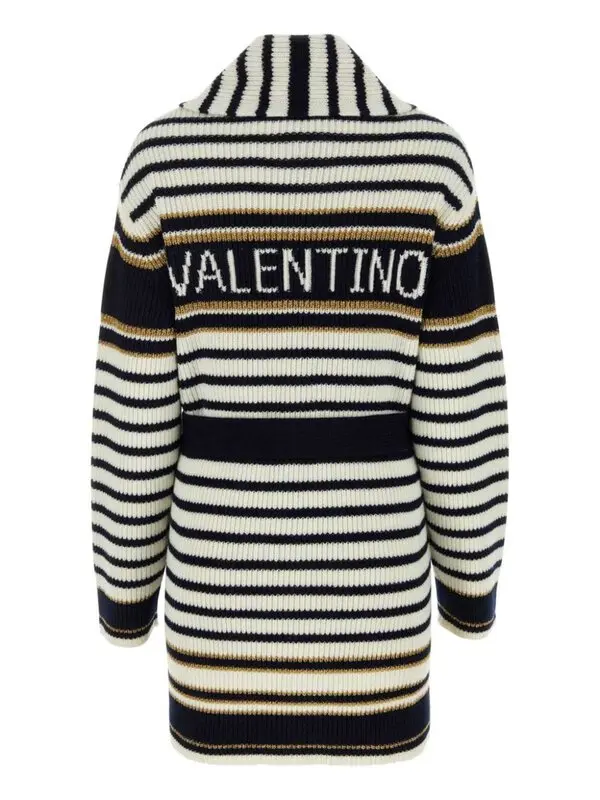 Valentino Garavani Striped Lurex Cardigan-coat - Blue