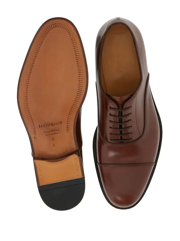 FERRAGAMO Tramezza Oxford Cap Toe Lace-up Shoes - Brown