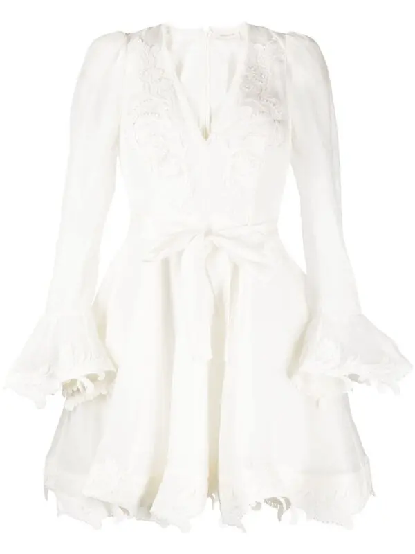 Zimmermann Wonderland Lace-appliqué Minidress - White