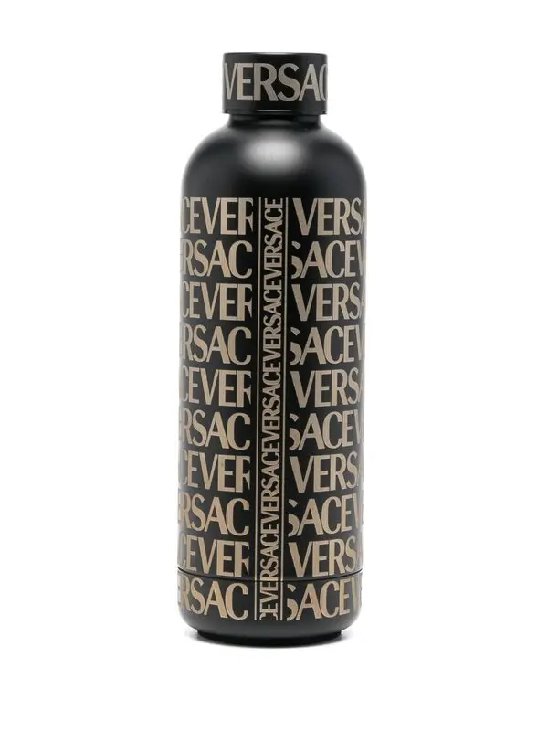 Versace Logo-Print Water Bottle - Black | Editorialist