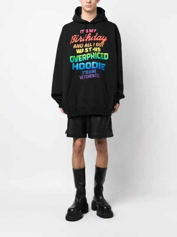 Vetements Rainbow Text-print Hoodie