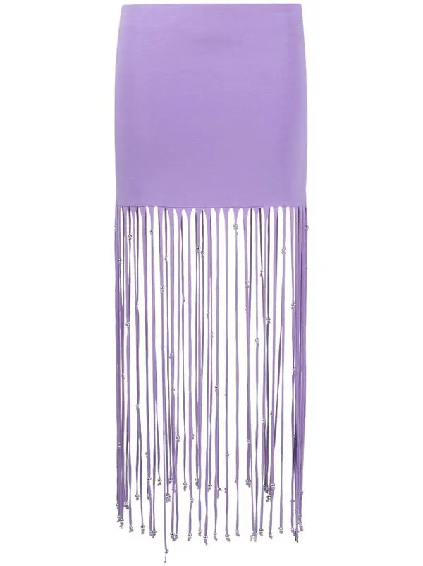 ROTATE BY BIRGER CHRISTENSEN Fringed Embellished Skirt