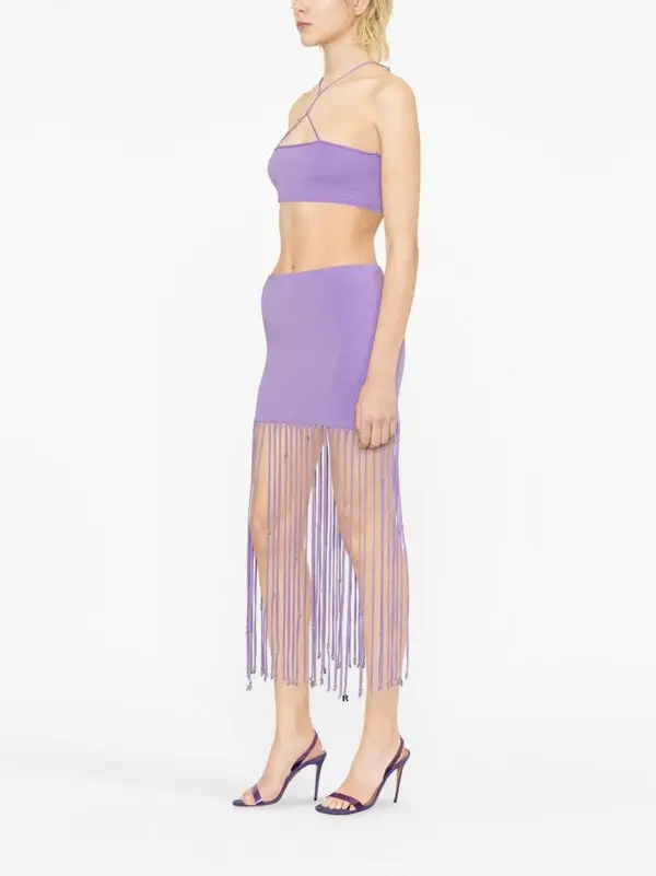 ROTATE BY BIRGER CHRISTENSEN Fringed Embellished Skirt