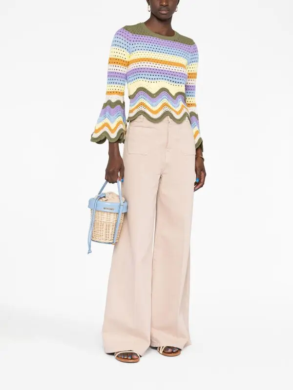 Zimmermann Striped Crochet-knit Cotton Top