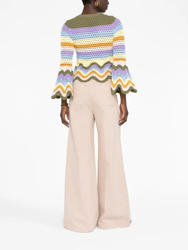 Zimmermann Striped Crochet-knit Cotton Top