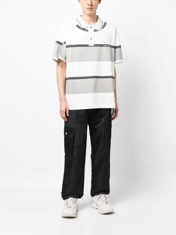 FENG CHEN WANG Striped Cotton Polo Shirt