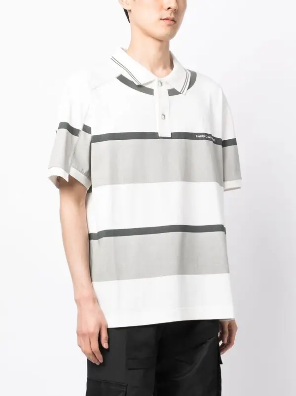 FENG CHEN WANG Striped Cotton Polo Shirt