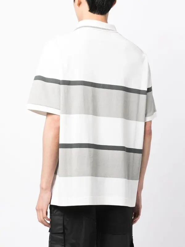 FENG CHEN WANG Striped Cotton Polo Shirt