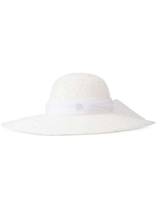 MAISON MICHEL Floral-embroidered Sun Hat - White