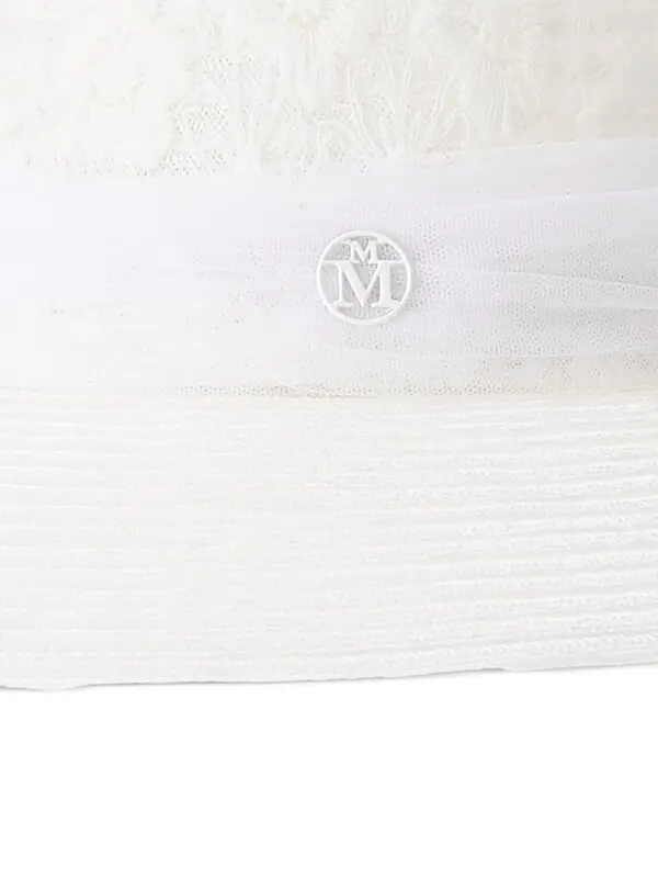 MAISON MICHEL Floral-embroidered Sun Hat - White