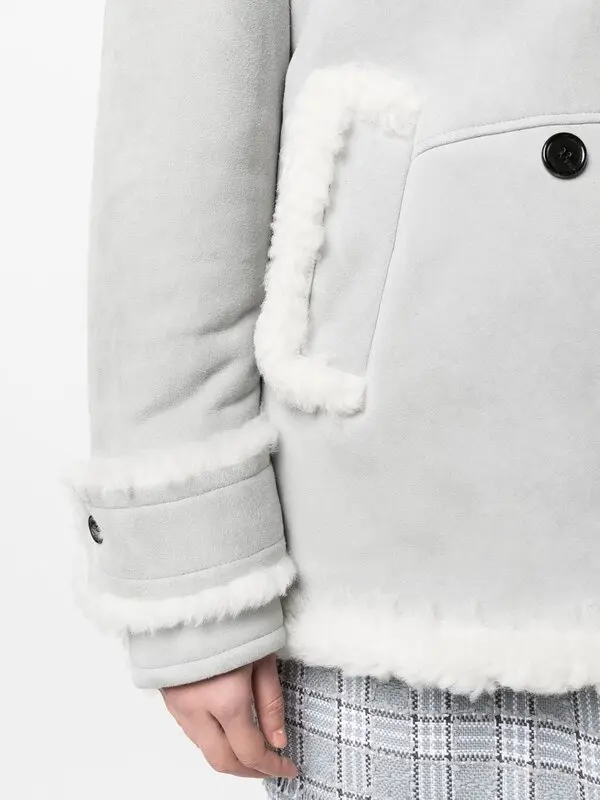 Thom Browne Double-breasted Shearling Pea Coat - Grey