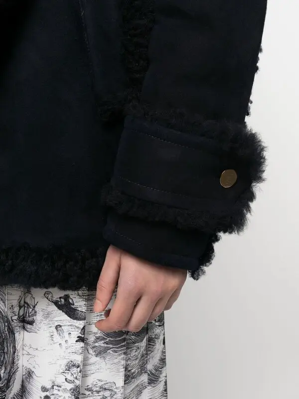 Thom Browne Double-breasted Shearling Pea Coat - Blue