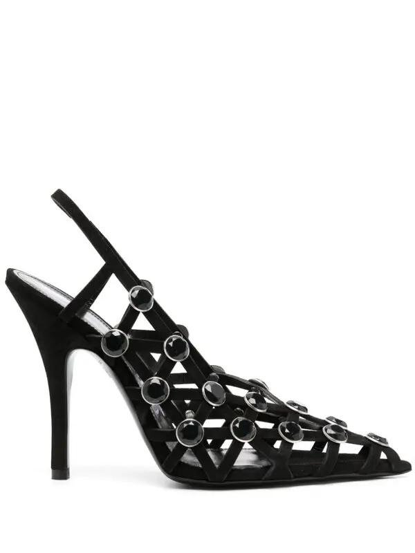 Attico 125mm Embellished Slingback Pumps - Black