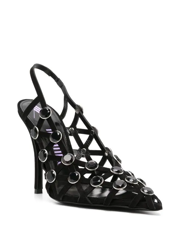 Attico 125mm Embellished Slingback Pumps - Black