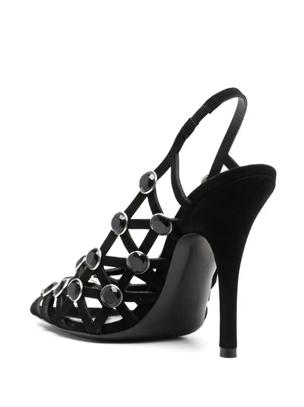 Attico 125mm Embellished Slingback Pumps - Black