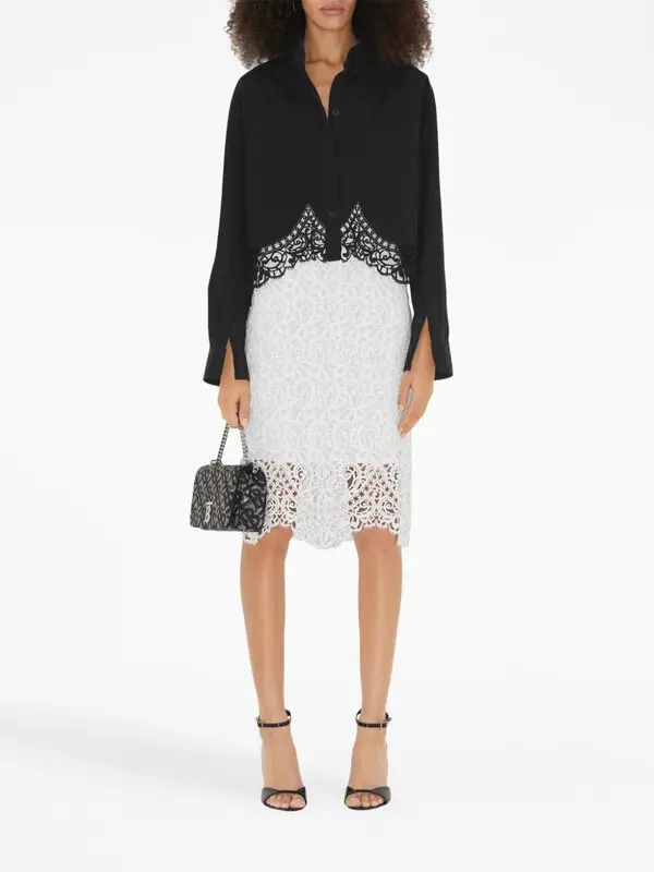 Burberry Macramé-lace Pencil Midi Skirt - White