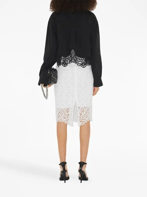 Burberry Macramé-lace Pencil Midi Skirt - White