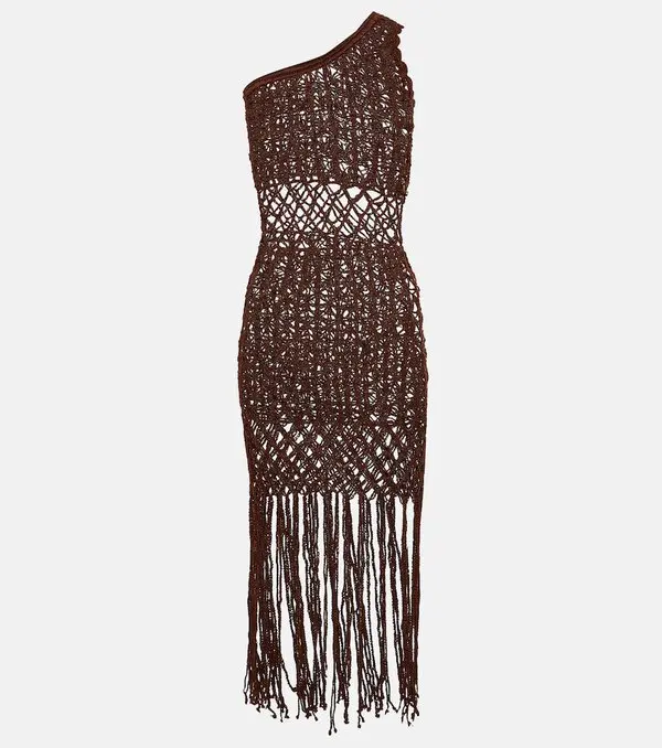 Anna Kosturova Crochet Minidress - Brown