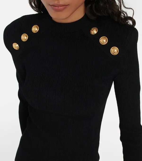 Balmain Embellished Knit Sweater - Black