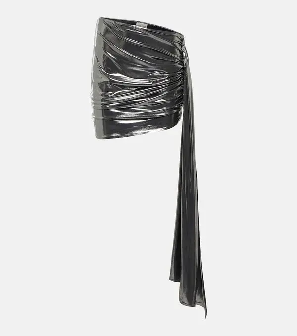 Magda Butrym Metallic Ruched Miniskirt - Silver