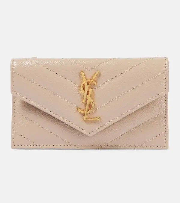 Saint Laurent Cassandre Leather Wallet - Beige