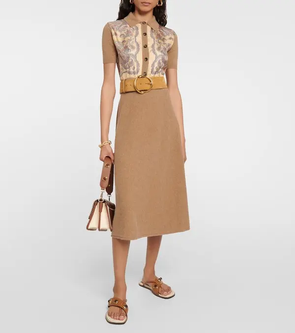 Etro Cashmere, Wool, And Silk Midi Dress