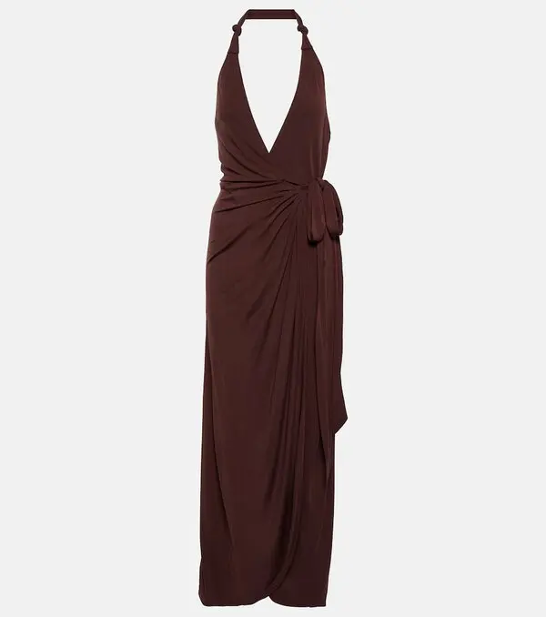 Staud Halterneck Maxi Dress In Brown - 30% Off | Editorialist