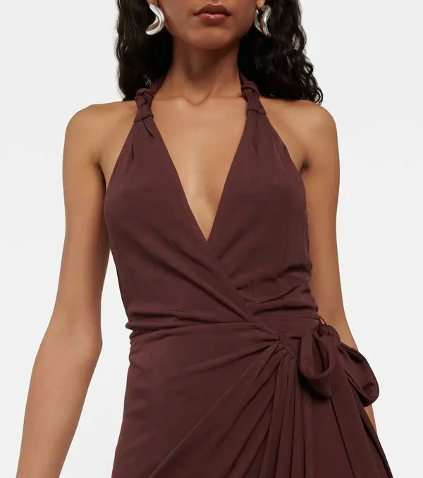 Staud Halterneck Maxi Dress In Brown - 30% Off | Editorialist
