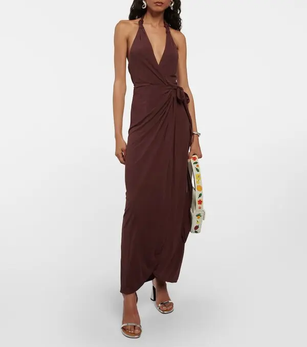 brown halterneck maxi dress Petal and Pup Women's Nakita Halter neck Maxi Dress main image 0