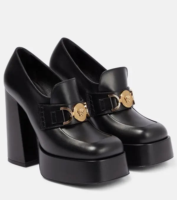 Versace Aevitas Leather Platform Loafer Pumps