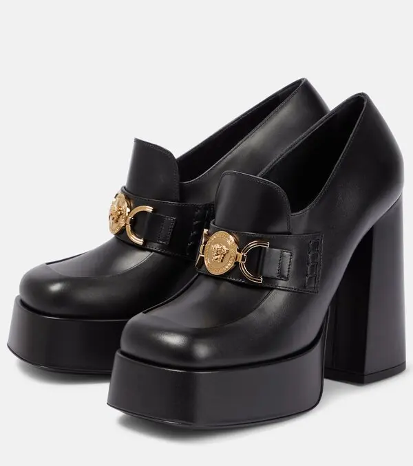 Versace Aevitas Leather Platform Loafer Pumps