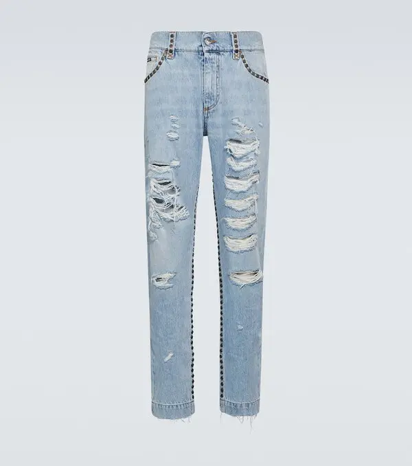 Dolce & Gabbana Distressed Mid-rise Straight Jeans