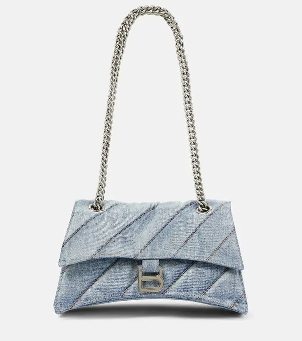 Balenciaga Crush Medium Denim Shoulder Bag