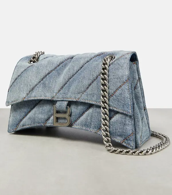 Balenciaga Crush Medium Denim Shoulder Bag