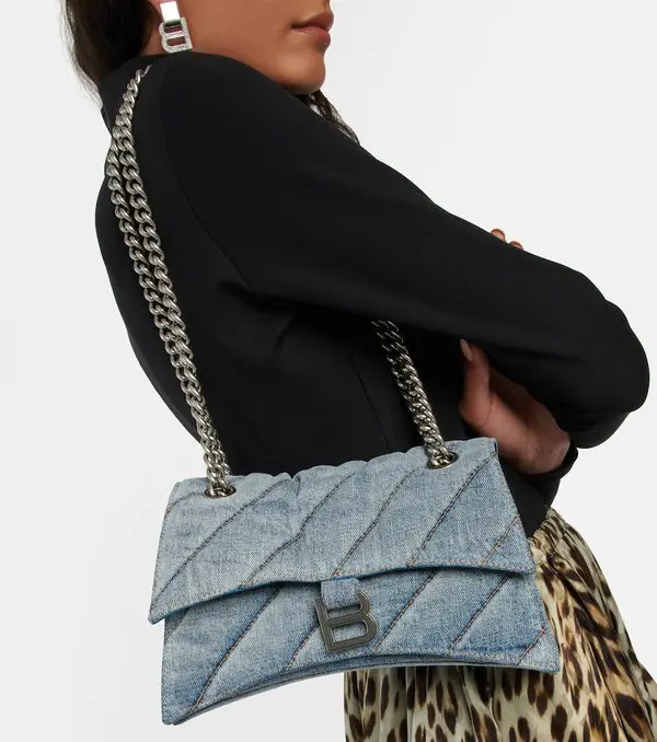 Balenciaga Crush Medium Denim Shoulder Bag