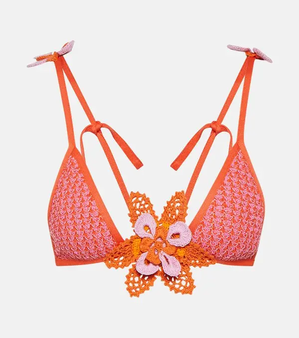 ROBERTA EINER Chiara Cotton-blend Bralette - Orange