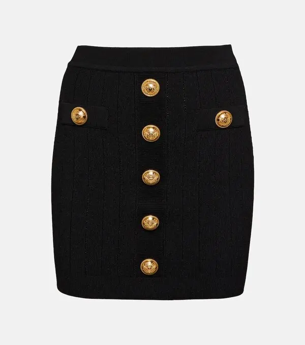 Balmain High-rise Knit Mini Skirt - Black