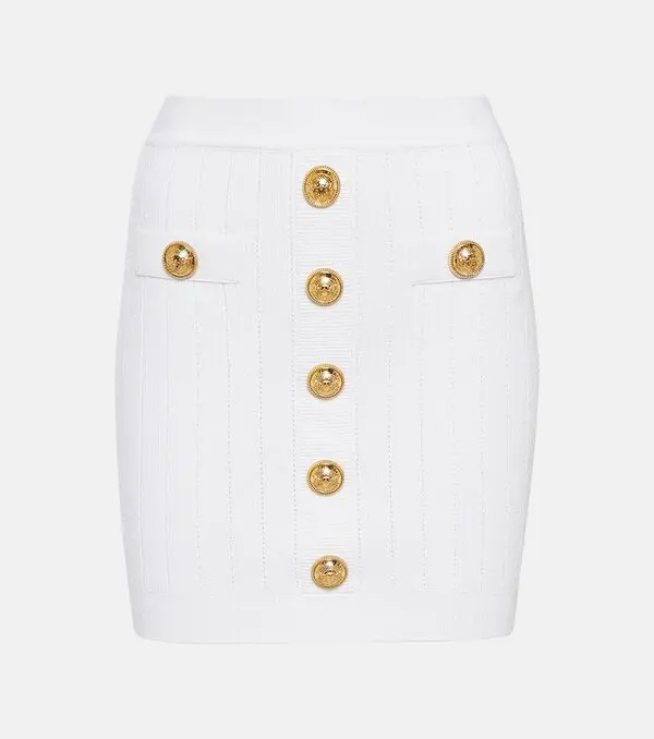Balmain High-rise Knit Mini Skirt - White