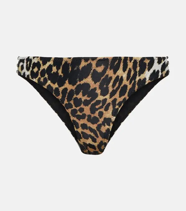 GANNI Leopard-print Bikini Bottom - Multicoloured