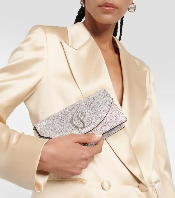 CHRISTIAN LOUBOUTIN Loubi54 Embellished Leather Clutch - Multicoloured